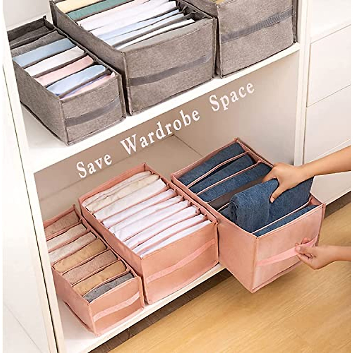 Next Me-3Pcs Wardrobe Clothes Organizer-Dresser Drawer Organizers-Closet Organizer, Organizer Drawers for Dresser Drawers-Clothing storage-Foldable Clothing Organizers for bedroom (Grey)