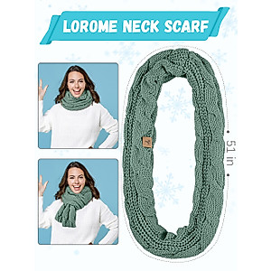 Winter Hat Scarf Gloves and Ear Warmer, Warm Knit Beanie Hat Touch Screen Gloves Set Winter Gifts Neck Scarves for Women Mint Green