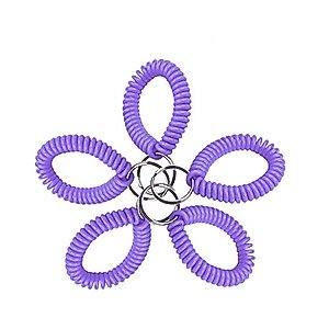 Lucky Line 2” Spiral Wrist Coil with Steel Key Ring, Flexible Wrist Band Key Chain Bracelet, Stretches to 12”, Purple 1 PK (410651)