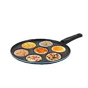NonStick Mini Uttapam Pan Mini Pancake Maker Mini Crepe pan Idli Pan Pancake Multi-Snack Maker Aluminium Uttapam Tawa Mini Pancake Tava 7 Cavity (275mm)