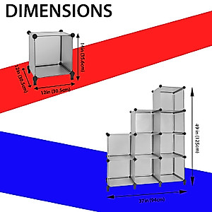 Gold Armour Cube Storage 9-Cube Bookshelf Closet Organizer Storage Shelves Shelf Cubes Organizer Plastic Square Book Shelf Bookcase DIY Closet Cabinet Organizer Shelving for Home Office Bedroom (Pink)