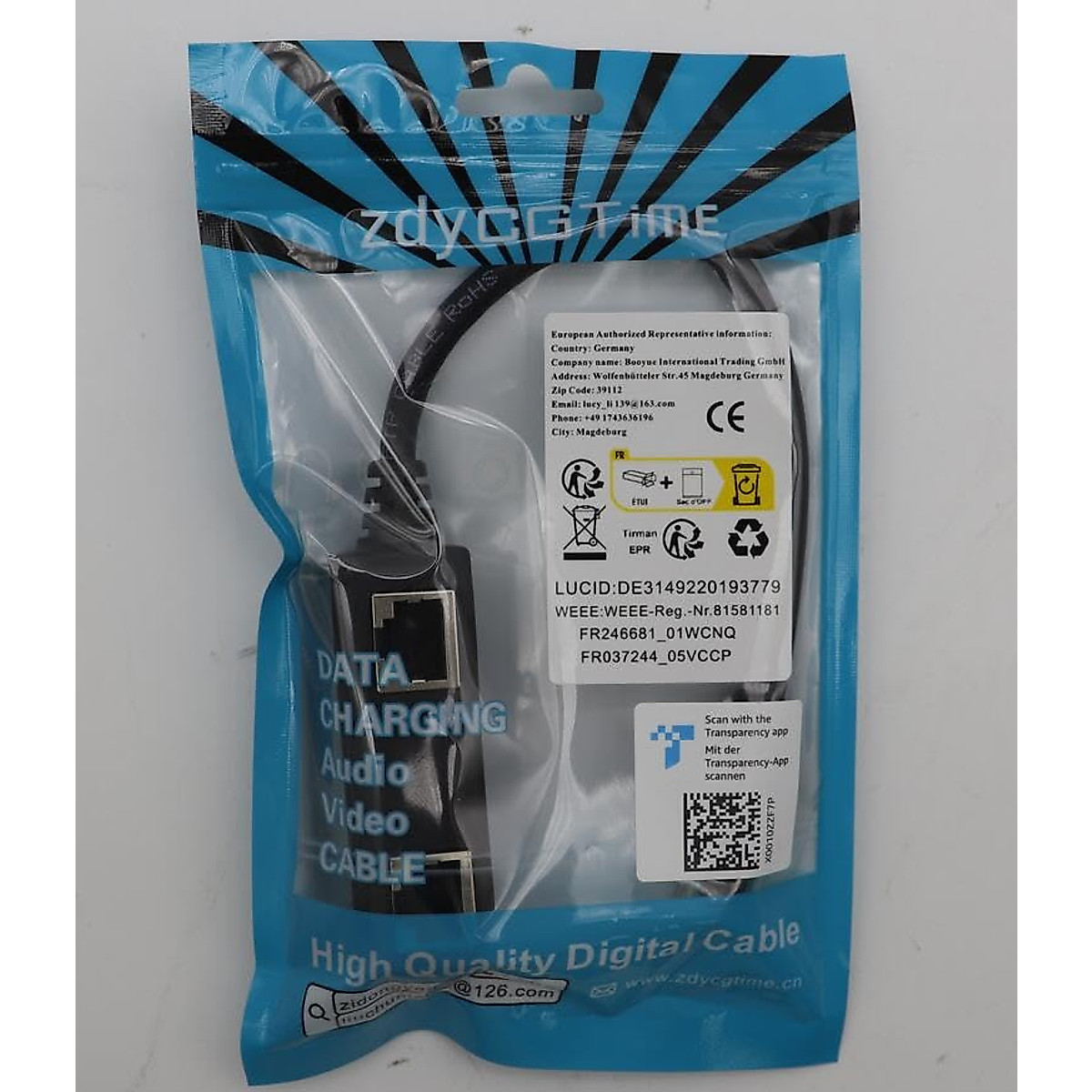 RJ45 Network Splitter Adapter Cable,zdyCGTime 1 RJ45 Male to 2 RJ45 Female Network Y Splitter Cable, LAN Connector, Suitable for Super Category 5 Ethernet, Category 6 Ethernet.(Black) (Black)