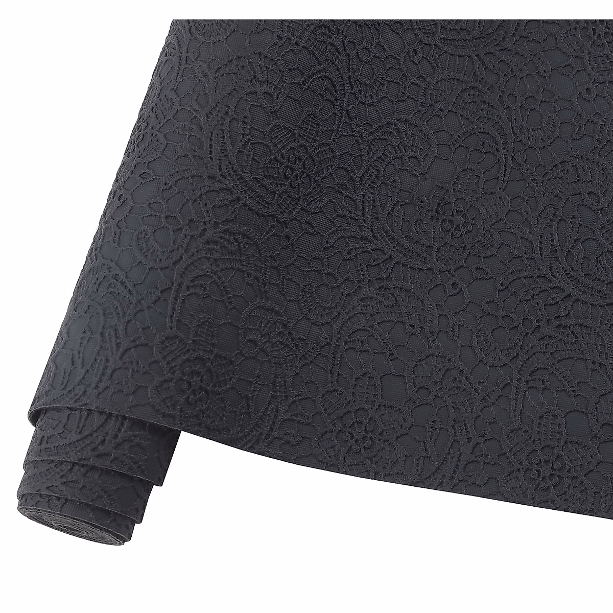 Picheng Embossed Faux Leather Sheets: Flower Textured Leather Rolls 13.8"X53"(35cmX135cm),Faux Leather is Great for Making Crafts,Leather Earrings, Bows,Sewing DIY Projects (Black)