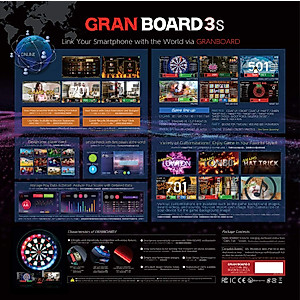 GRAN BOARD 3s LED Bluetooth Dartboard Green with Special Bracket & ChoukouTip50pics