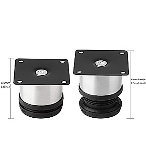 JIAKAI Pack of 4 Furniture Cabinet Adjustable Stainless Steel Round Kitchen Feet，Furniture Leg for DIY Furniture, Sofa Table Cabinets Shelves 50 x 50mm