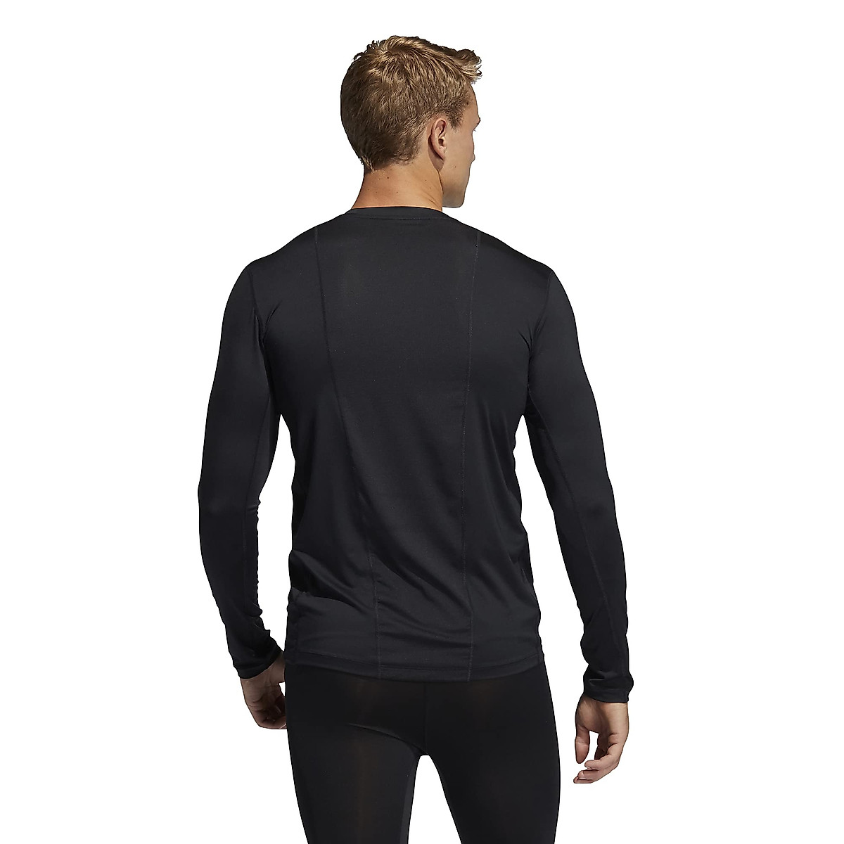 adidas Men's Techfit Fitted Long Sleeve Tee, Black, Medium