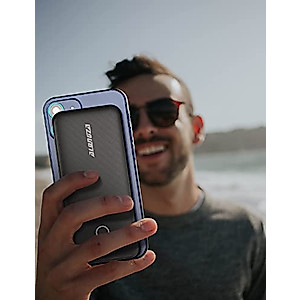 Portable Phone Charger Power Bank 10000mAh, Alongza Portable Charger Built in Cable USB Battery Pack, Slim External Backup Battery Charger with Cable, Travel Charger Compatible with iPhone and Android