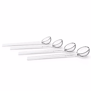 Teabloom Glass Stirring Spoons – Set of 2 Crystal Clear Petite Teaspoons (5.3 inches) – Coffee or Tea Glass Stirrers – Heat-Resistant and Toxin-Free Borosilicate Glass – Dishwasher Safe