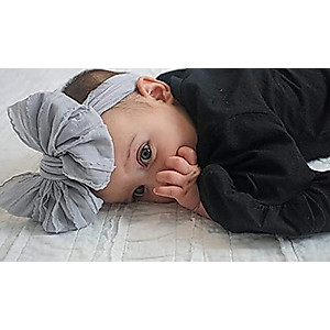 Lotus Lane Baby Onesie Black Onesie Bell Sleeve Romper Flared Ruffle Bodysuit Stretchy Big Bow Headband Outfit