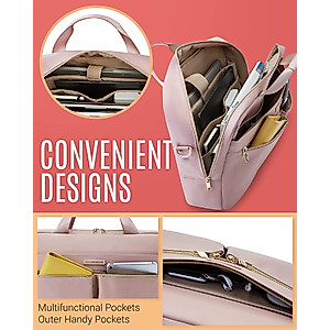 LIGHT FLIGHT 17.3 Inch Laptop Bag, Travel Business Briefcase,Water-Repellent Shoulder Messenger Bag,Large Computer Bag for Women Work Office,Nylon,Pink