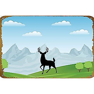 Deer Animal Metal Sign 8 X 12 Tin Sign Home Cafe Bedroom Wall Decoration Easter Mother's Day Best Gifts for Friends Family Neighbors