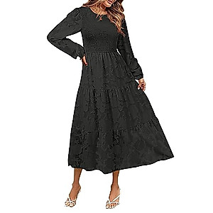 Dresses 2023 Smocked Crewneck Tie