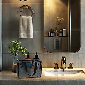 Molain Mesh Shower Caddy Portable Toiletry Tote Organizer Tote Gym Bag for College Dorm Bathroom (Black Large)