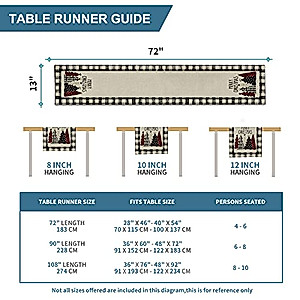 Artoid Mode Waterclor Buffalo Plaid Christmas Trees Merry Xmas Table Runner, Seasonal Winter Holiday Kitchen Dining Table Decoration for Indoor Outdoor Home Party Decor 13 x 72 Inch