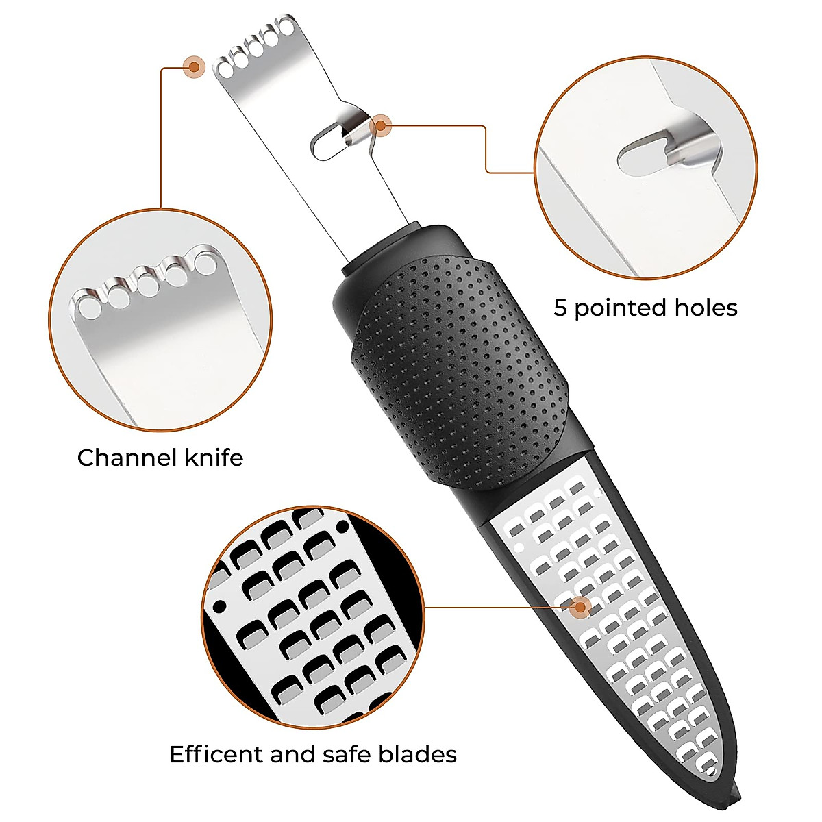 Pisol Zester, Lemon Citrus Orange Zester and Grater Tool, Cheese Grater & Vegetable Grater for Lime, Garlic, Ginger, Chocolate, Fruits, Dishwasher Safe