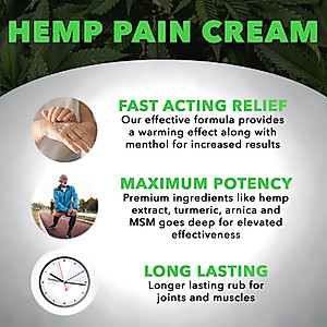 Super Natural Goods Hemp Cream (8oz) Hemp Oil & Arnica Cream - Joint Muscle Shoulder Hip Neck Knee & Back - Made in USA - Turmeric Menthol Rub