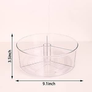 Homusutori Clear Plastic Lazy Susan Toiletries Organizer Turntable Cosmetics Storage Box Spice Organizer Tray for Kitchen Bedroom Bathroom (2 Pack)