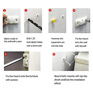 Furniture Straps (12 Pack) Baby Proofing Anti Tip Furniture Anchors Kit, Cabinet Wall Anchors Protect Toddler and Pet from Falling Furniture, Adjustable Child Safety Straps Earthquake Resistant