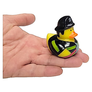 AMERICAN WIT Firefighter Rubber Ducks (2") Standard Size. (12 Pack) Cute Duck Bath Tub Pool Toys