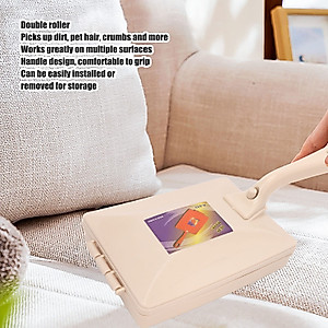 Carpet Debris Sweeper Brush, Handheld Dust Cleansing Brush with Double Rollers, Bed Sheets Sweeping Cleaning Brush with Handle, Hand Broom Brush for Bed Sofa Furniture Clothes Desktop Counter