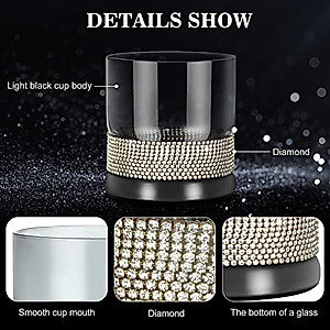 sugarchef Premium Whiskey Crystal Red Wine Glasses with Diamond Smoky Gray Stemless Lowball Glasses Hand Blown Wine Tumbler No Stem Drinking Glass,15oz