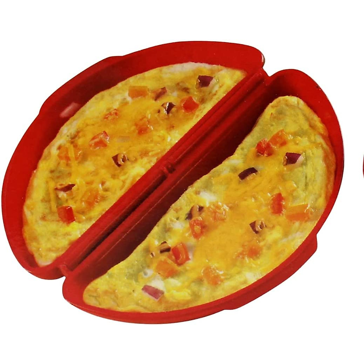 Microwave Omelet Maker + Egg Poacher All In One Dish On The Go Quick N Easy Breakfast BPA Free Plastic, Red