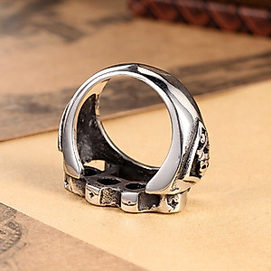 Silver Biker Ring 316L Stainless Steel Boxing Gloves Hand Buckle Soft Gothic Sz 7-13