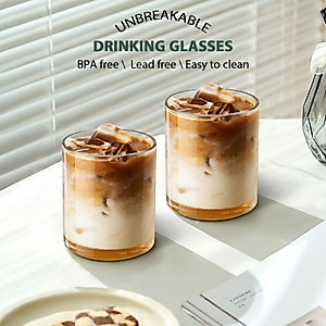 RÉΑLWÁY 12 Oz Plastic Whiskey Glasses Set of 6, Unbreakable Old Fashioned Glass, Clear Plastic Cocktail Glasses, Plastic Tumblers Reusable Plastic Cups for Bourbon Juice,Dishwasher-safe, BPA-free