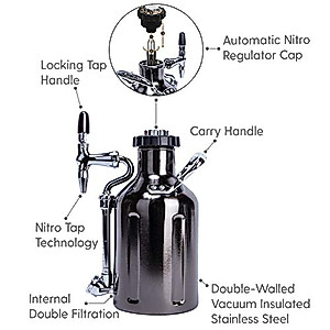 GrowlerWerks uKeg Nitro Cold Brew Coffee Maker, 50 oz, Black Chrome