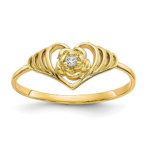 IceCarats 10K Yellow Gold Cubic Zirconia CZ Heart Love Ring Size 6