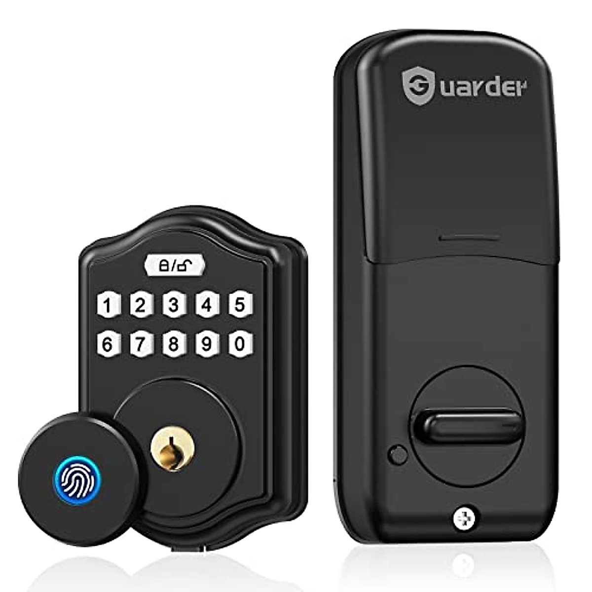 Fingerprint Deadbolt Lock for Door,Guarder Keyless Entry Door Lock with Code/Fingerprint/Key,Temporary Code Deadbolt Keypad Lock,IP65 300 User Digital Electronic Door Lock for Front Door