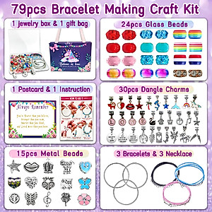 Klmars Charm Bracelet Making Kit,Jewelry Making Supplies Beads,Unicorn/Mermaid Crafts Gifts Set for Girls Teens Age 8-12