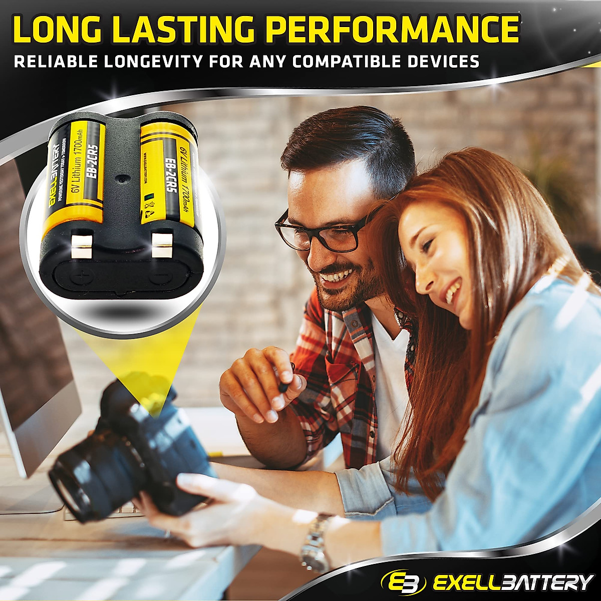 Exell Battery 2CR5 245 6V Photo Lithium Cell Replaces 2CR5 DL245 EL2CR5 2CR5M