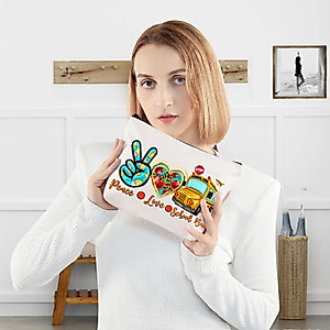 WZMPA School Bus Driver Survival Kit School Bus Driver Inspired Gift Peace Love School Bus Zipper Pouch Bag School Bus Driver Appreciation Gift (Peace School bus)