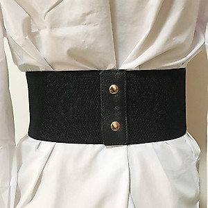 Nanxson Womens Elastic Wide Waist Band Tied Waspie Corset Obi Waist Belt PDW0077 (black)