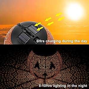 Halloween Pumpkin Hanging Solar Lights - 𝟮𝟬𝟮𝟯 𝗡𝗲𝘄𝗲𝘀𝘁 Halloween Decoration Outdoor, Waterproof Halloween Spooky Hanging Lights for Outdoor, Tree Decor, Garden or Yard, Outside Entryway, Porch