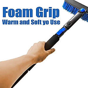 WESBRITE Car Snow Brush and Detachable Ice Scraper with 38inch Long Handle, Foam Handle, Non-Scratch Windshield Brush with 180°Rotating Brush Head,Car Snow Remover for Truck,SUV,RV and More
