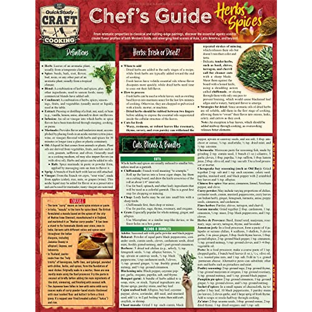 Chef's Guide to Herbs & Spices: a QuickStudy Laminated Reference Guide