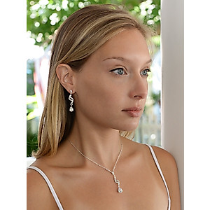 Mariell Cubic Zirconia Prom Jewelry Set, Necklace & Earrings Set for Brides, Bridesmaids, Wedding Jewelry