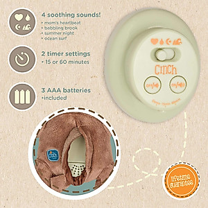 Cinch by dexbaby Plush Mini Bear - Sleep Aid Womb Sound Soother w/ Playard and Crib Attachment