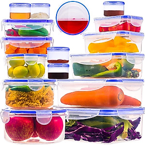 RockBerry 32 Pcs Large Plastic Food storage containers-85 oz to Sauces Box Stackable Kitchen storage bowls sets-BPA Free Leak proof with lids airtight-Microwave freezer safe lunch boxes
