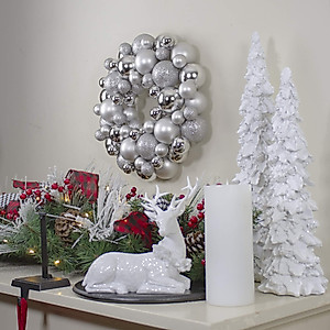 Silver Splendor 3-Finish Shatterproof Ball Christmas Wreath, 13-Inch