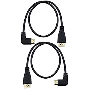 Micro Traders 2PCS Mini HDMI to HDMI Cable 50cm Mini HDMI Male 90 Degree Left and Right to HDMI Male Cable for Camera Video Card Laptop Tablet HDTV Monitor Projector