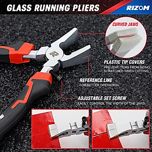 Rizom Glass Cutting Tool, Glass Cutter 2-20MM, 8" Tile Nippers, 8" Glass Running Pliers with Curved Jaws, 6" Breaker Grozer Pliers, Glass Cutter Kit for Stained Glass, Tiles, Mosaic Cutting