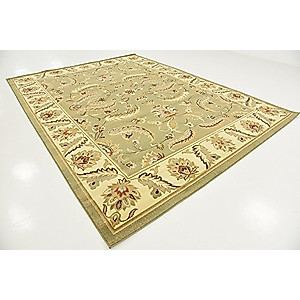 Unique Loom Voyage Collection Traditional Oriental Classic Intricate Floral Design Area Rug, 9 ft 12 ft, Light Green/Ivory