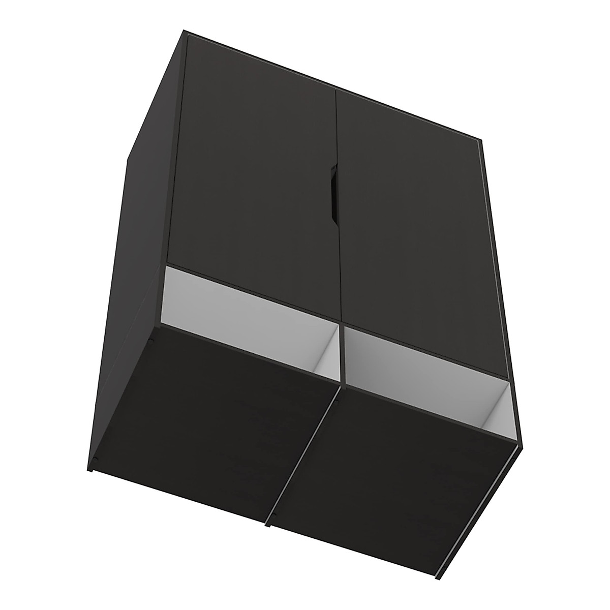 Bamboo Armoire with Double Door Cabinets, 6 Inner Shelves, 2 Open Shelves, and Hanging Rod, Black/White