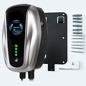 7KW 32Amps Level 2 EV Charger Station with 30TF Cable NEMA 14-50, 220-240V Input J1772 Plug Swipe Card Charging for Most Evs