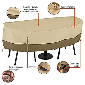 Classic Accessories Veranda Water-Resistant 30 Inch Bistro Round Patio Table & Chair Set Cover