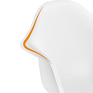 GLUXIT Modern Style Dining Chair Mid Century Modern DSW Chair, Shell Lounge Plastic Chair for Kitchen, Dining, Bedroom, Living Room Side Chairs Set of 4(White)