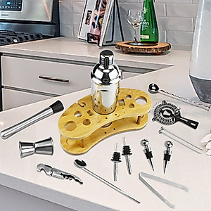 SUNPIN Cocktail Shaker Bartender Kit with Bamboo Stand, muddler for cocktails bar kit,24 oz Stainless Steel martini shaker, drink mixer,16-Piece bar set cocktail shaker set